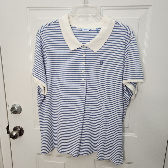 Izod | Tops | Izod Woman Blue And White Stripe Plus Polo Size 3x | Poshmark